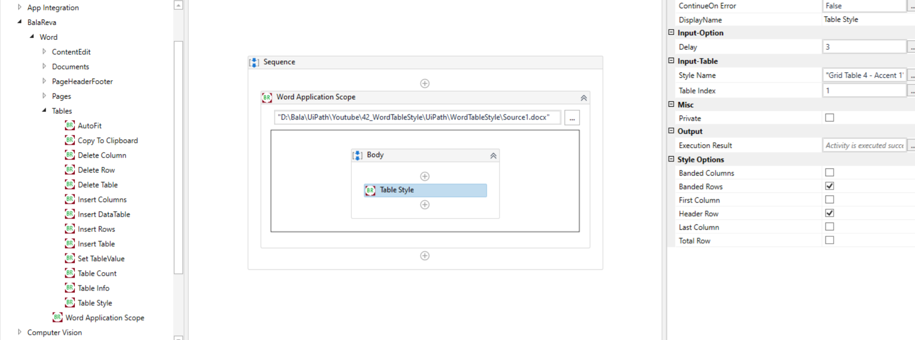 How To Change The Word Document Table Style Video Tutorials UiPath