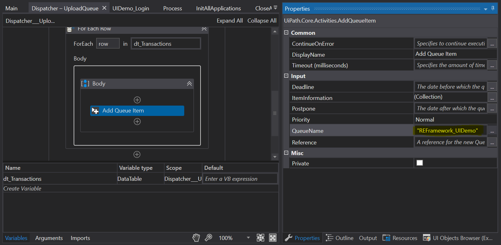 Add Queue Item Reframework Uidemo Does Not Exist Error Code 1002 Certification Uipath
