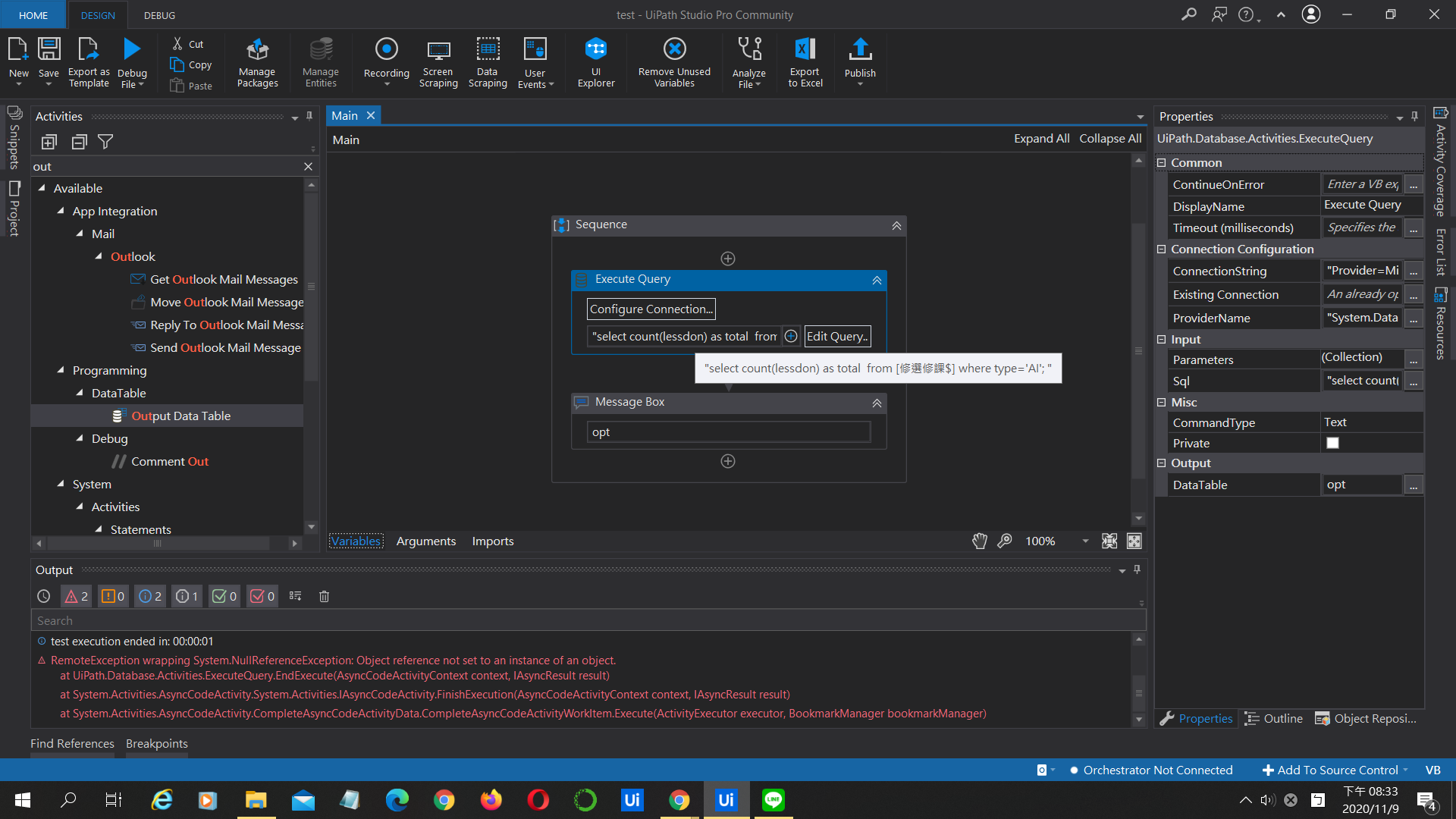 Error Object Reference Not Set To An Instance Of An Object Activities Uipath Community Forum