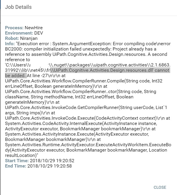 Error While Running From Orchestrator Help Uipath Community Forum