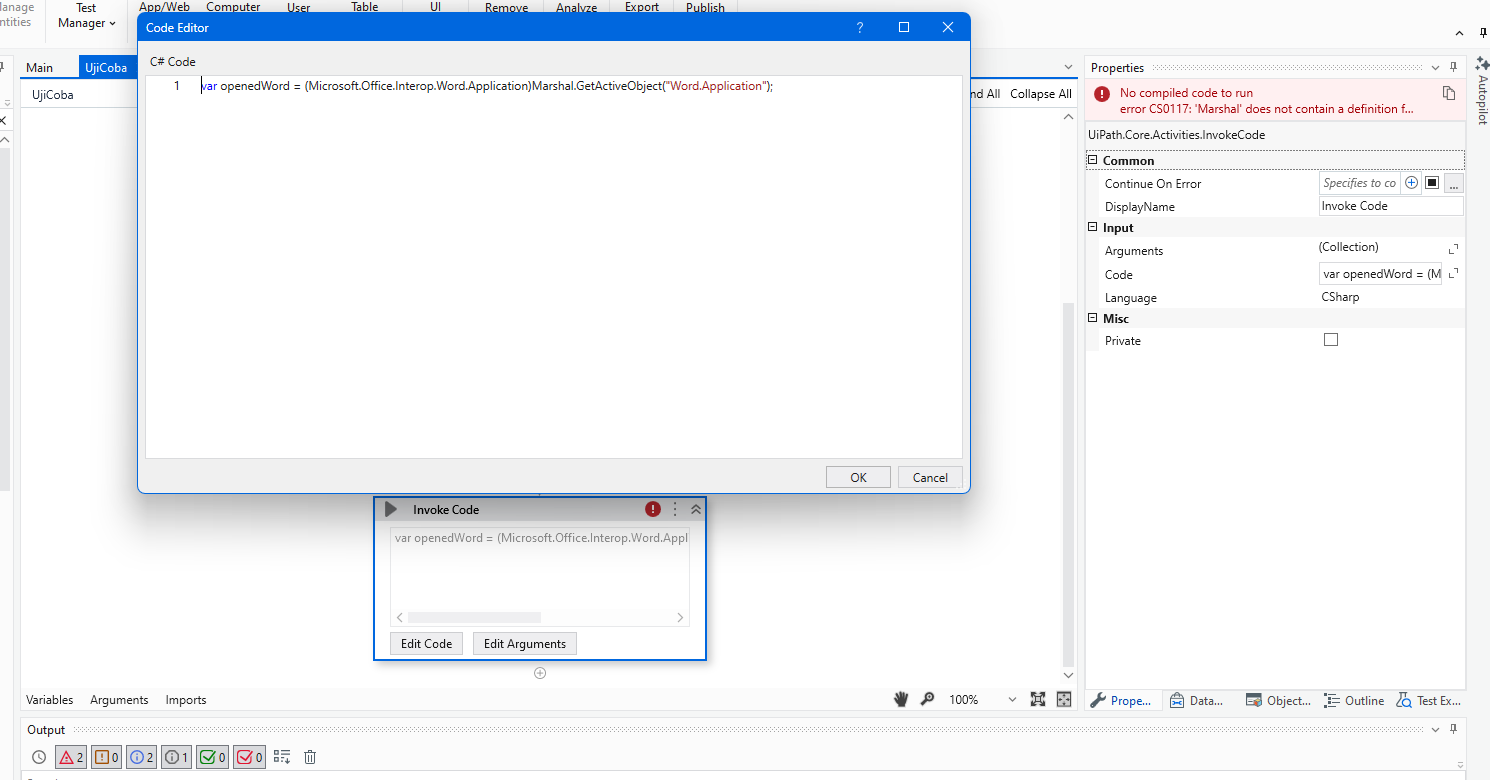 How Can I Attach To An Already Open Microsoft Word Application Using Invoke Code In C In Uipath