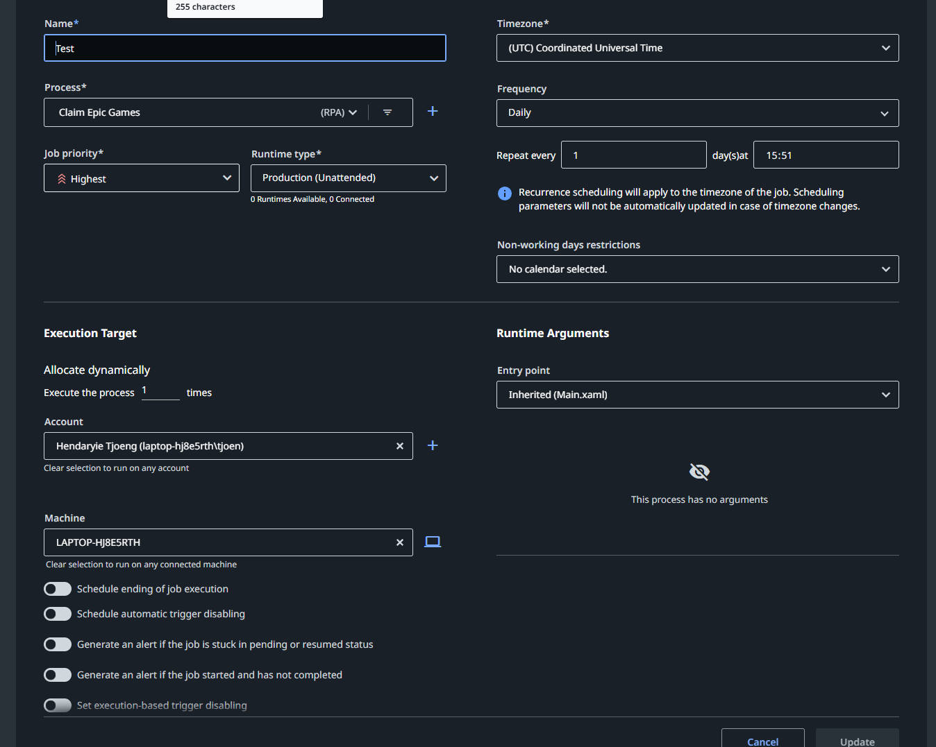 Job always pending when using trigger or manual run from orchestrator ...
