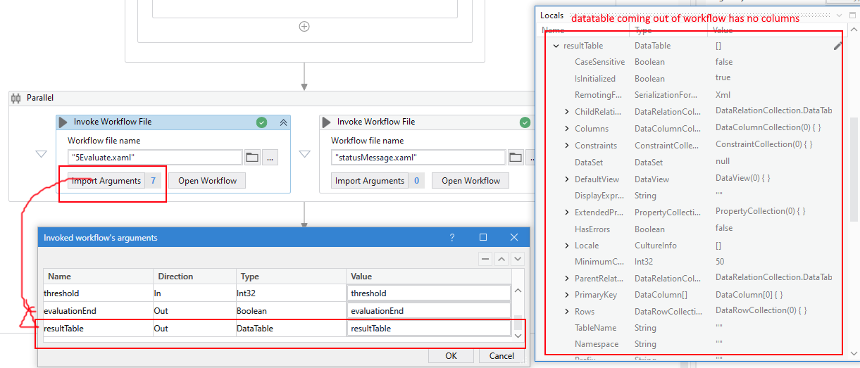 Empty datatable loses properties as outgoing argument from invoke ... Empty datatable loses properties as outgoing argument from invoke ...