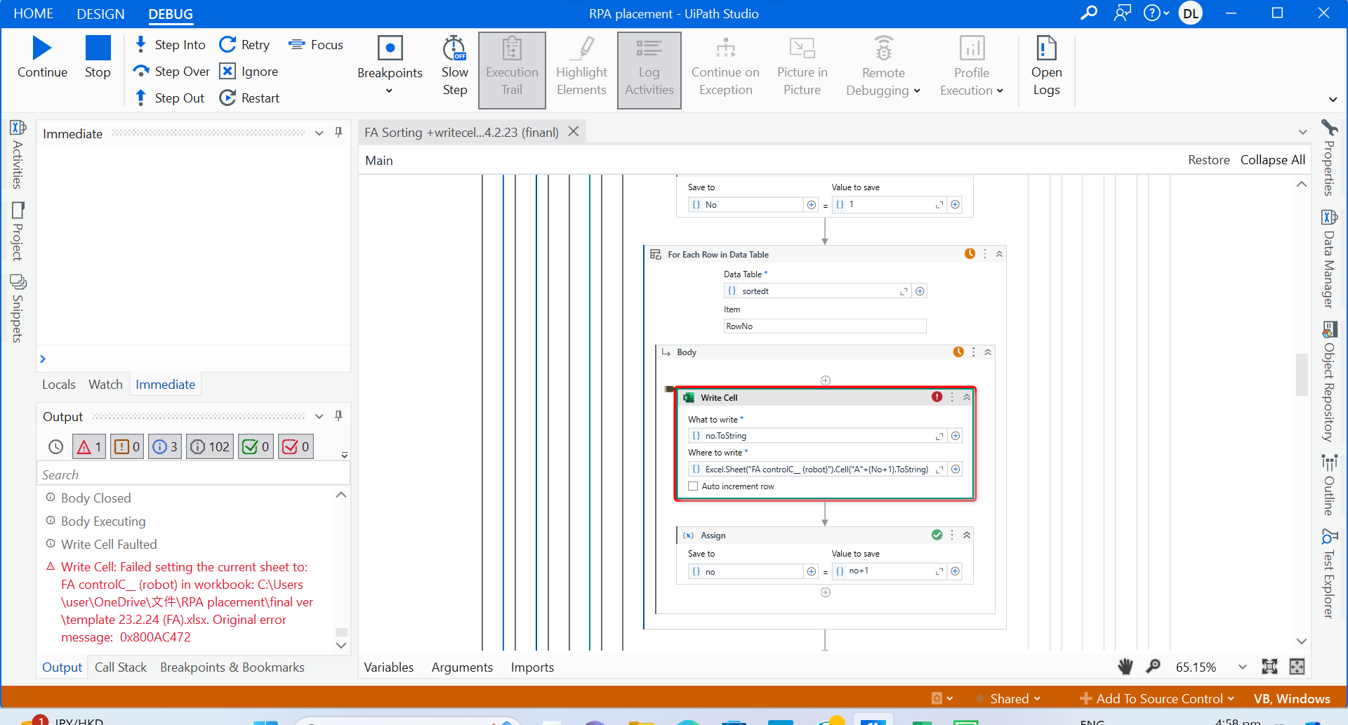 Error on Write cell - Studio - UiPath Community Forum