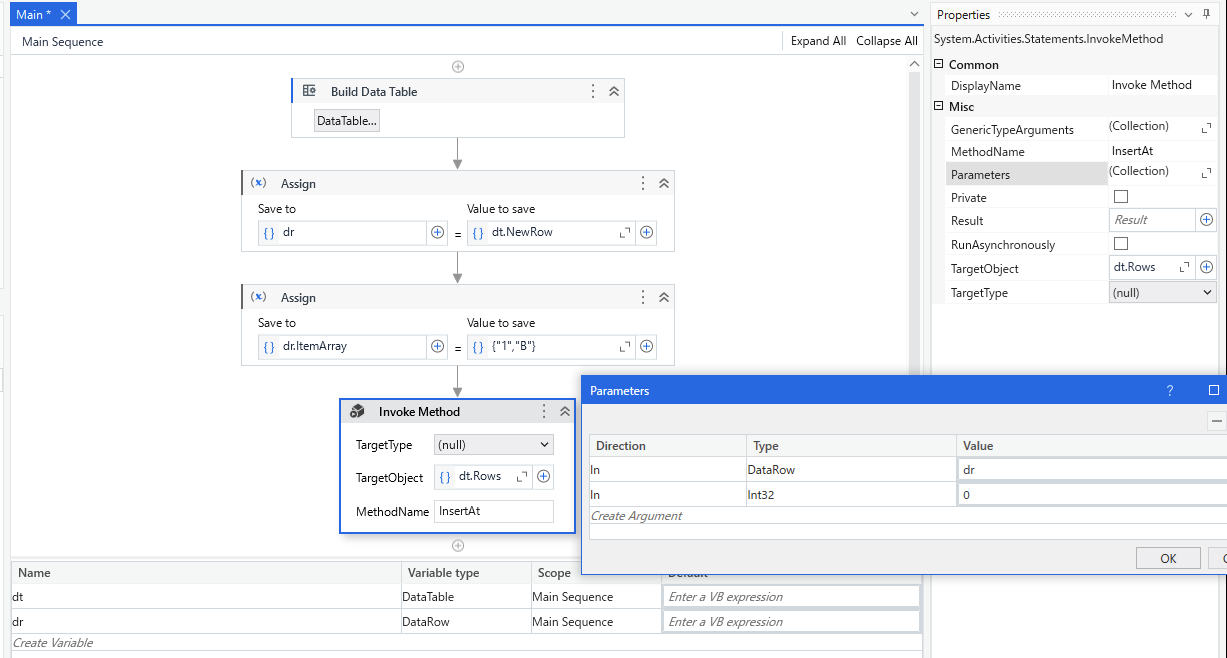 データが入ったdrを直接dtの任意の行番号に挿入したい - フォーラム - UiPath Community Forum