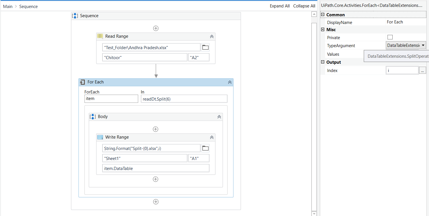 How to split data table from excel sheet - Studio - UiPath Community Forum