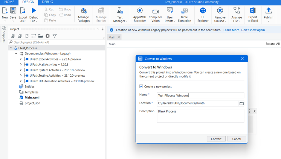 How to Migrate projects from Windows – Legacy to Windows? - Studio ... How to Migrate projects from Windows – Legacy to Windows? - Studio ...