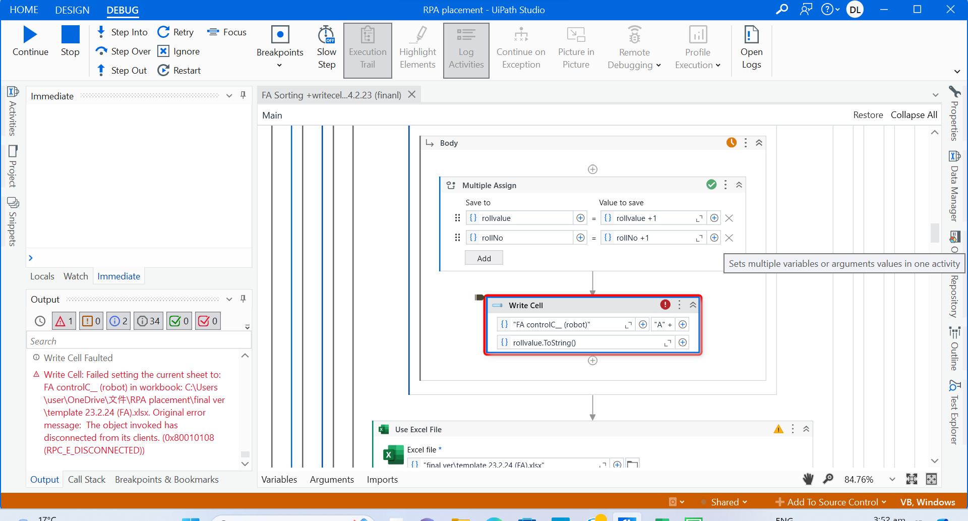 Error on Write cell - Studio - UiPath Community Forum