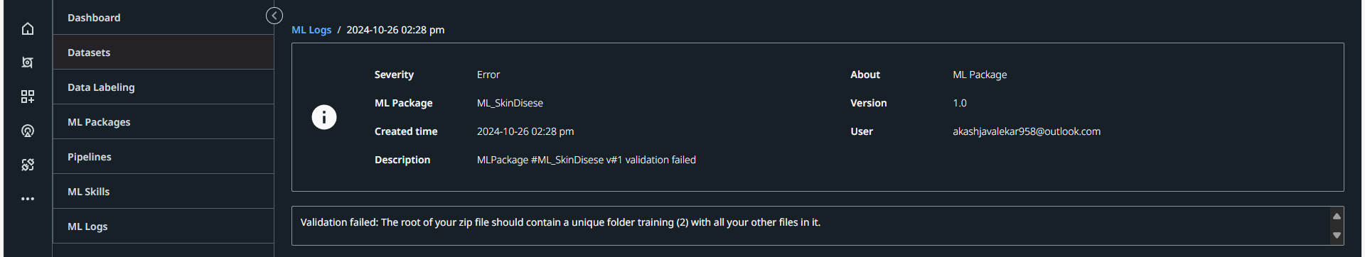 Ml Model Validation Failed After Uploading Zip File Ai Center Uipath Community Forum