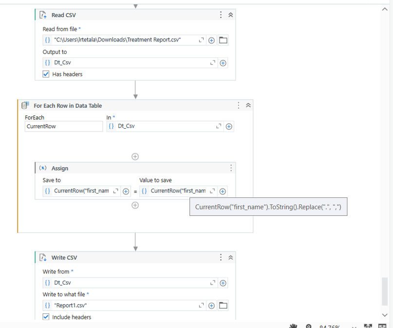 Change Point To comma CSV In Specific Column StudioX UiPath 