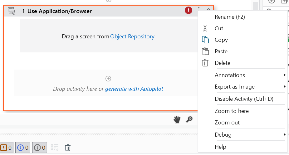 Indicate application to automate option missing in the Use Application/Browser - StudioX ...