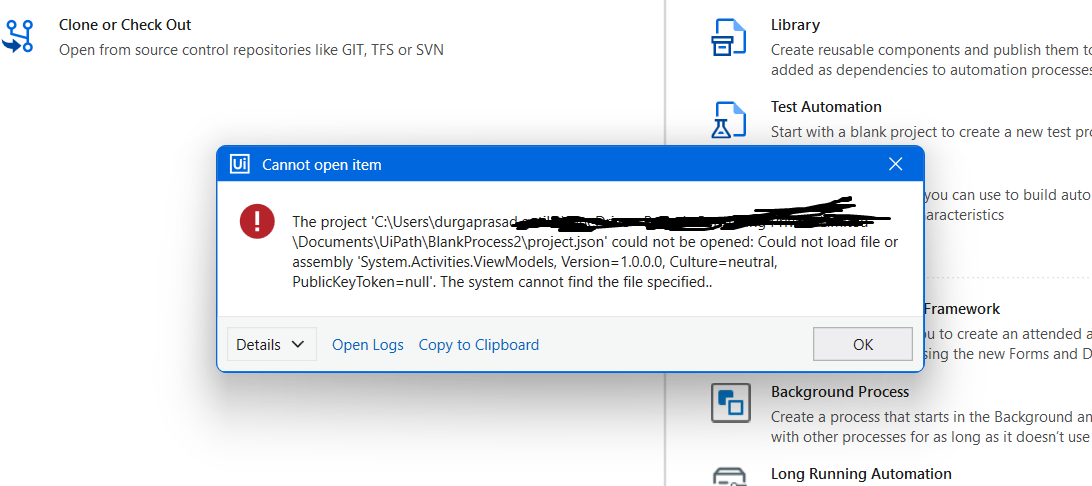 I have installed uipath, community version but i am getting an error ... I have installed uipath, community version but i am getting an error ...