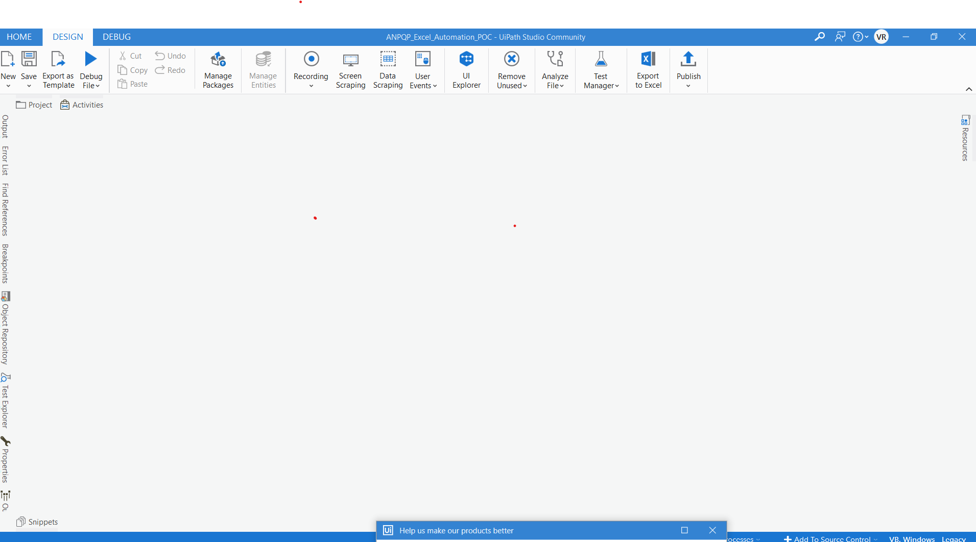 Not able to see the Designer canvas in UiPath Studio - Studio - UiPath ...