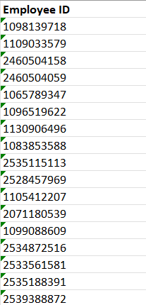 I have an Excel file with a column labeled 'Employee ID,' which contains employee IDs. I want to ...