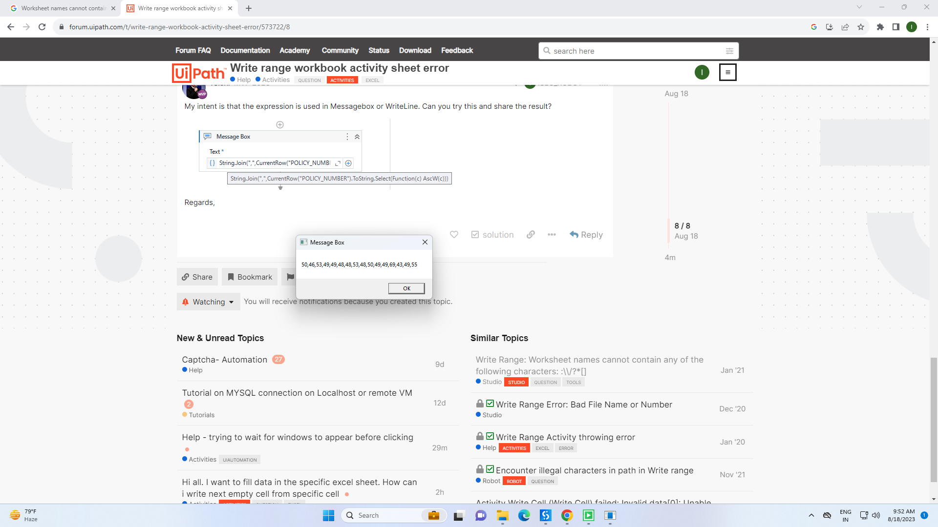 Write range workbook activity sheet error - Activities - UiPath ... Write range workbook activity sheet error - Activities - UiPath ...