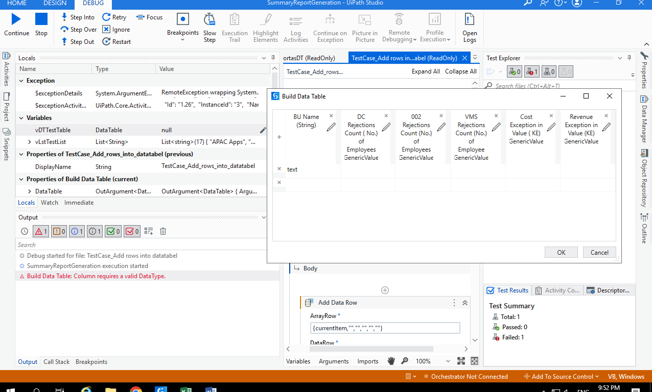 Issue with Build Dattable Activity - Studio - UiPath Community Forum
