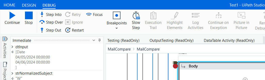 No values in the Locals, Immediate, Watch panels - Studio - UiPath Community Forum