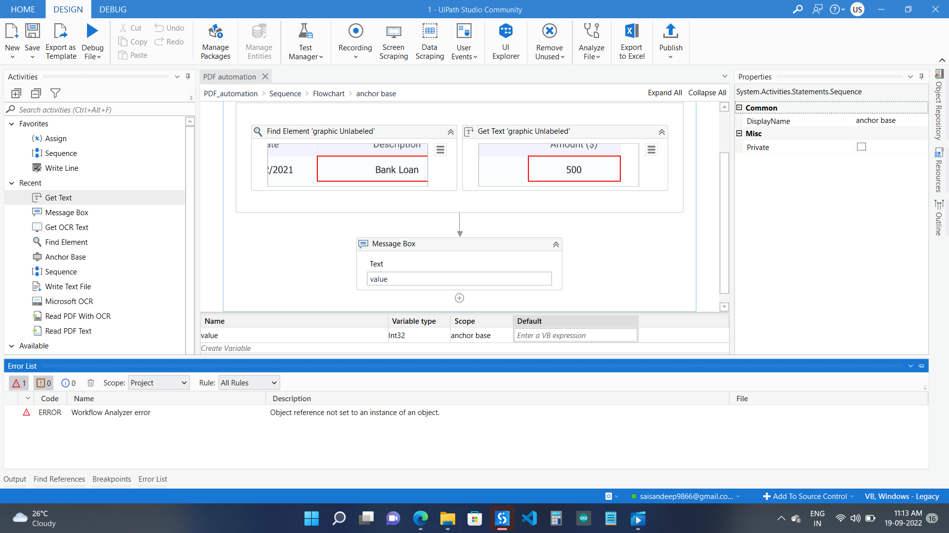Anchor Base In Error Object Reference Not Set To Instance Object Activities Uipath Community