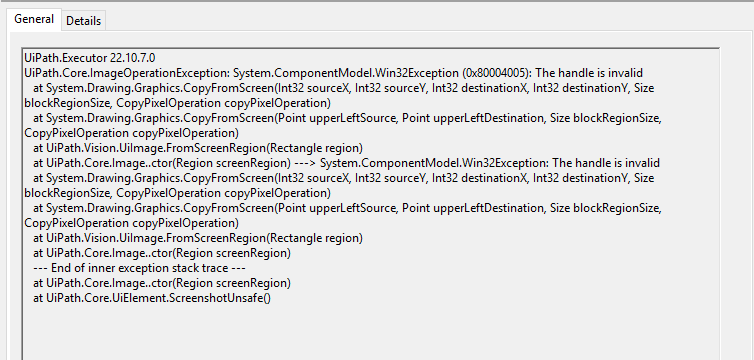 Faced An Issue About Componentmodel Win32exception 0x80004005 Something Else Uipath