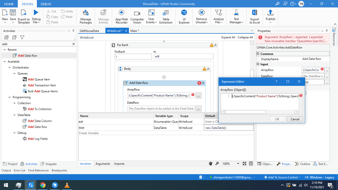 How Can I Add Data Row Using C Expression Help Plz Studio UiPath Community Forum