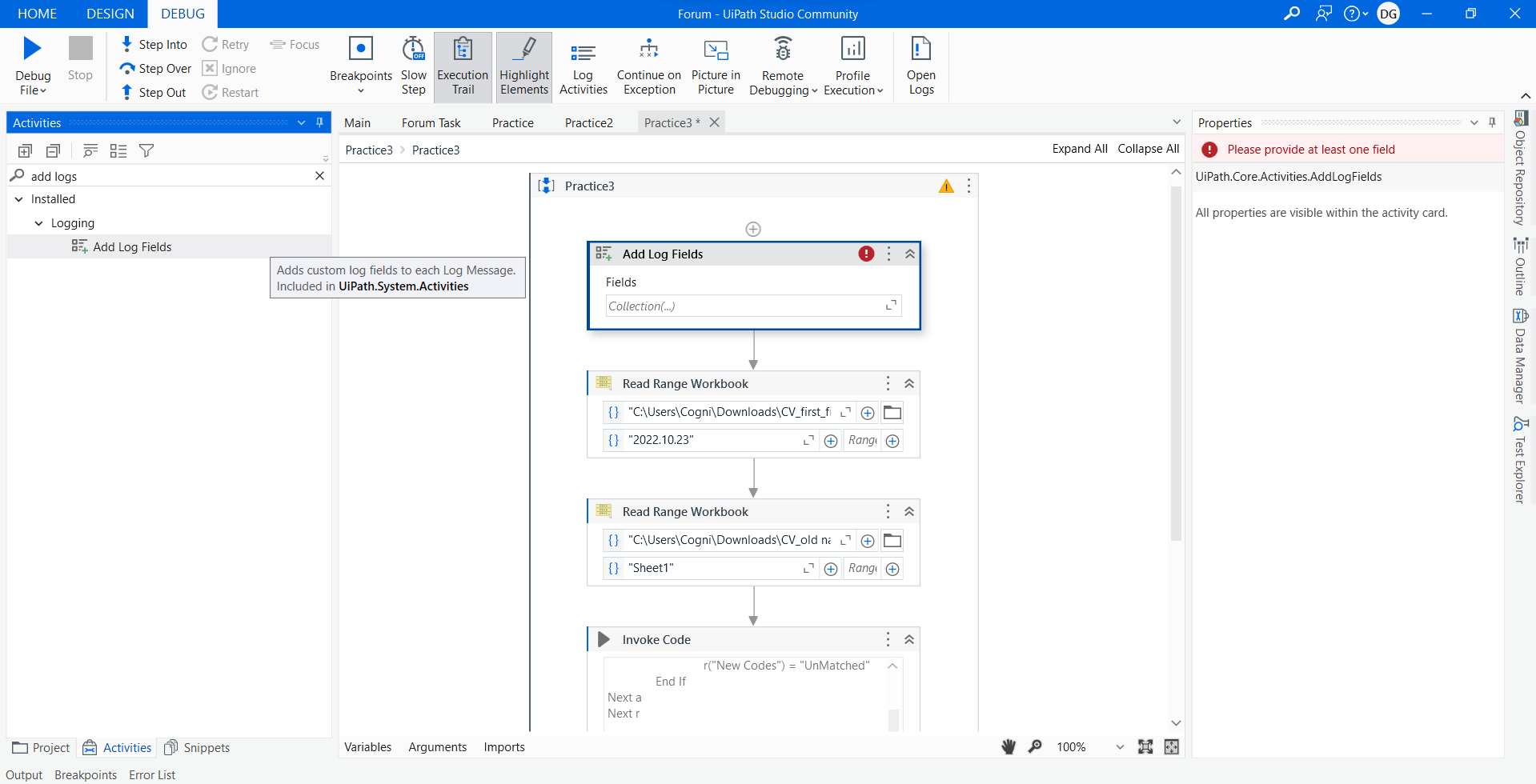 Add log fields activity not working - Studio - UiPath Community Forum Add log fields activity not working - Studio - UiPath Community Forum