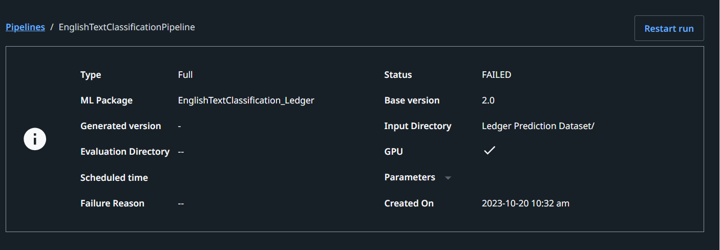Unable to Train ML Package - EnglishTextClassification via Pipeline - AI Center - UiPath ...