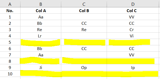 How To Replace Empty Data With Specific String When Col A Col B Col C Is Empty Automation 