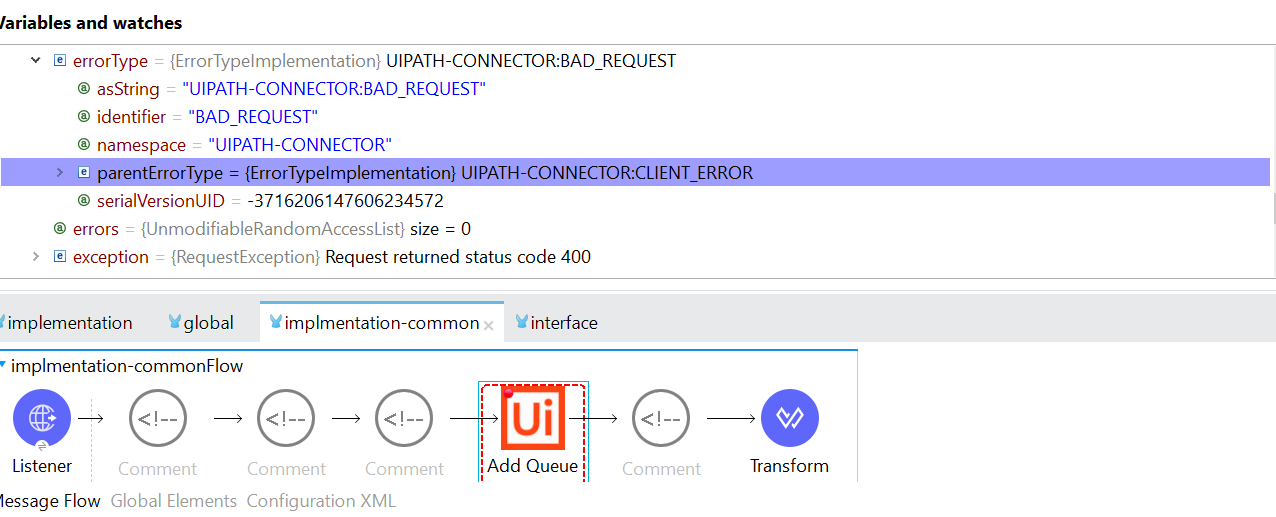 I am configuring UiPath connector in Mulesoft, the documentation shows to use but it gives me ...