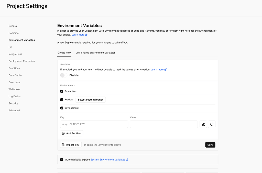 Can't check off Production Environment from Environment Variable Settings for Preview Project ...