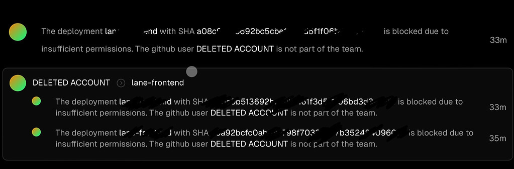 Unable to merge to main and preview branch - Help - Vercel Community