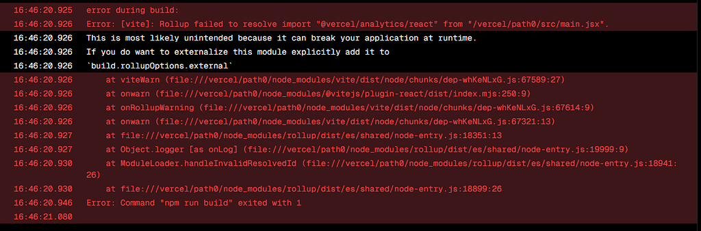 Error while adding vercel analytics to vite react app - Help - Vercel Community