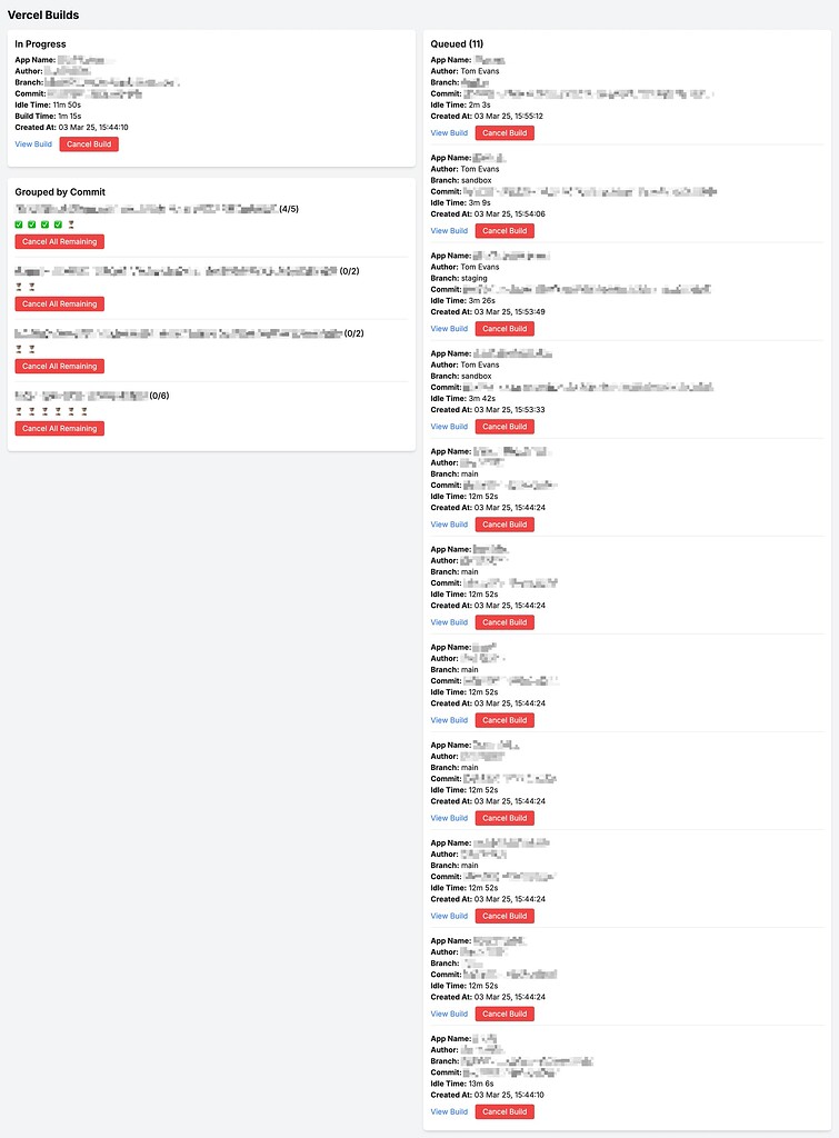 Multi project deployment/queue overview - Feedback - Vercel Community