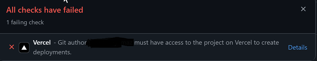 I received this error: Vercel - Git author must have access to the ... I received this error: Vercel - Git author must have access to the ...