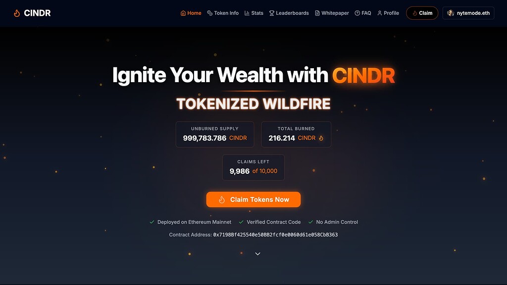 CINDR Token Claim Website - Showcase - Vercel Community