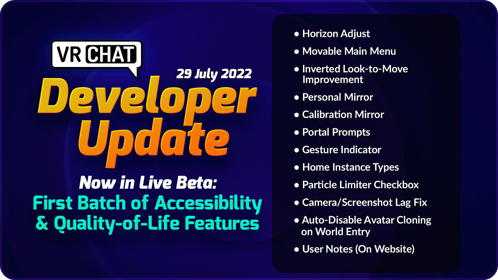 Developer Update - 29 July 2022 - Dev Updates - VRChat Ask Forum