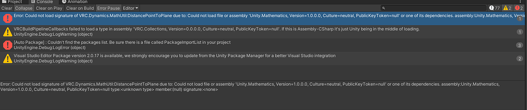 VRC SDK can not be loaded because of 'Unity.Mathematics' - Help! - VRChat Ask Forum