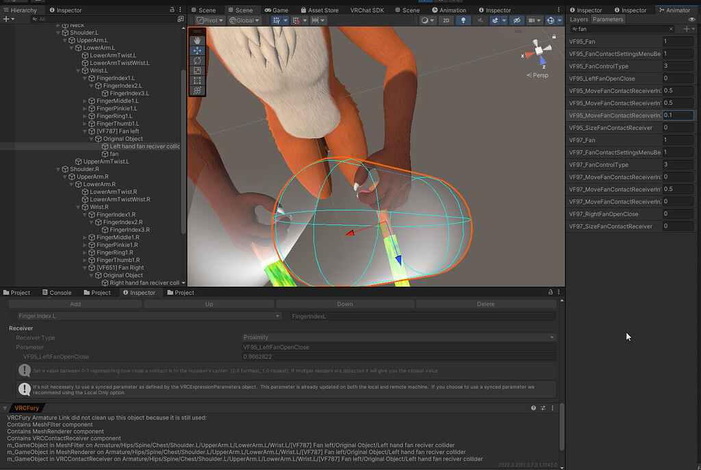 Changes to contact parameter values doing nothing to avatar animator controllers parameter ...