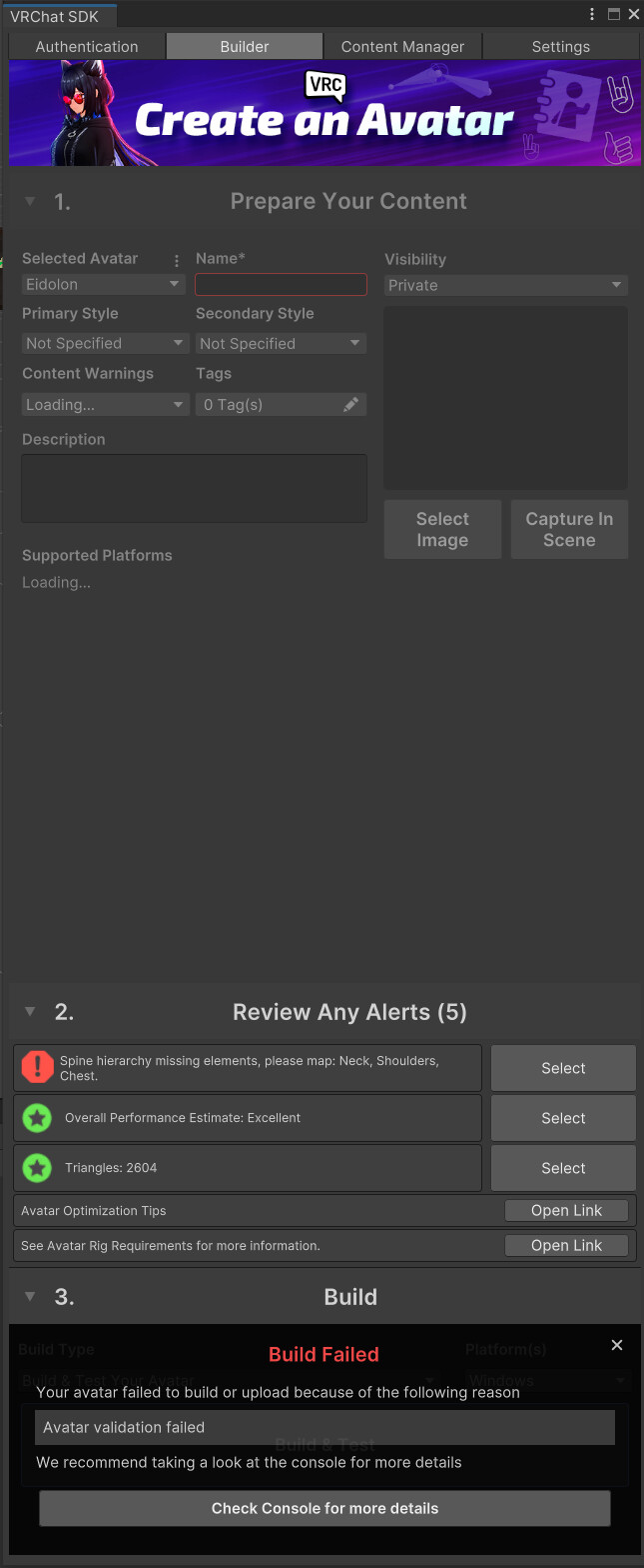 Humanoid bone rig shows chest is optional but won't let me upload ...