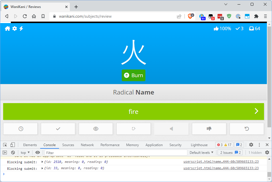 Userscript Block Review Submit Api And Third Party Apps Wanikani Community 