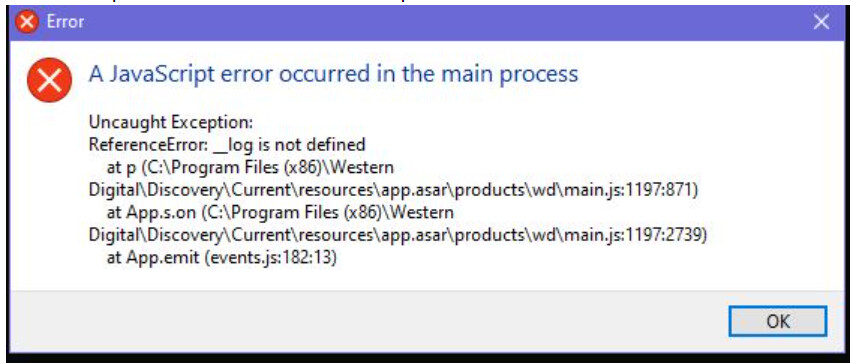 WD Discovery JavaScript error - My Cloud Home Single Bay - WD Community